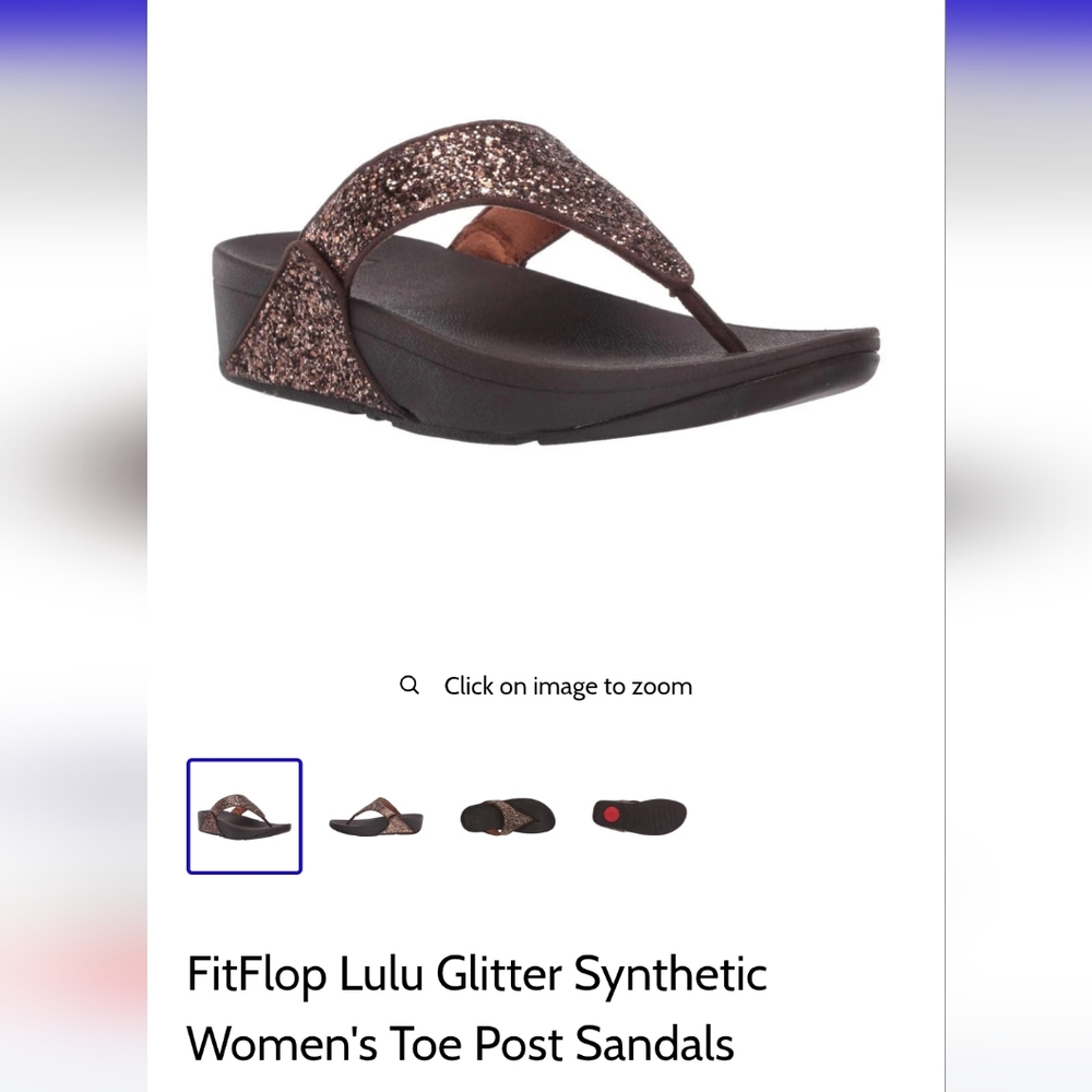 Fitflop Lulu Glitter Brown Metallic Thong Sandals Siz… - Gem